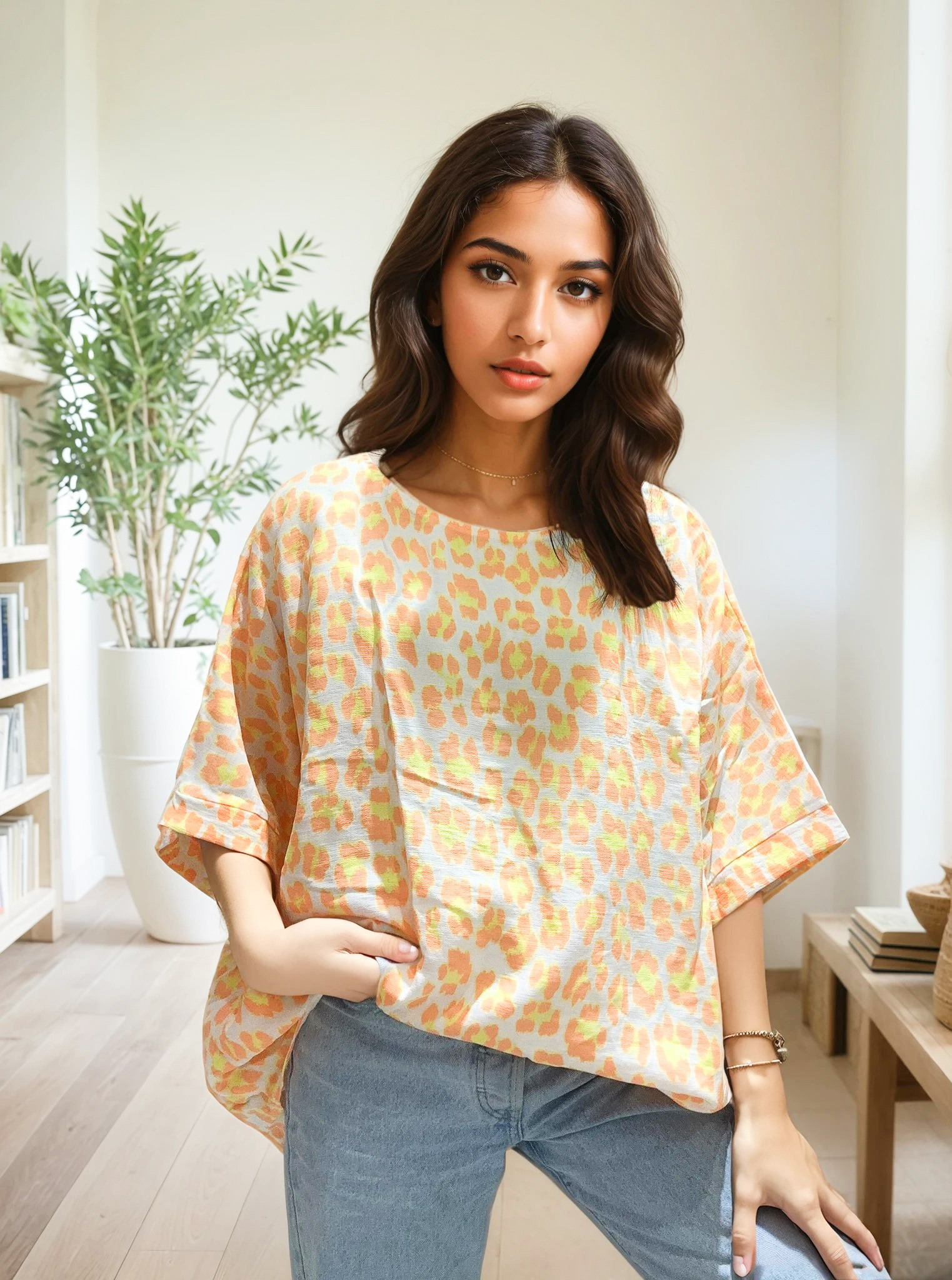 Leopard print viscose t-shirt Zafa | Paris Fashion Shops